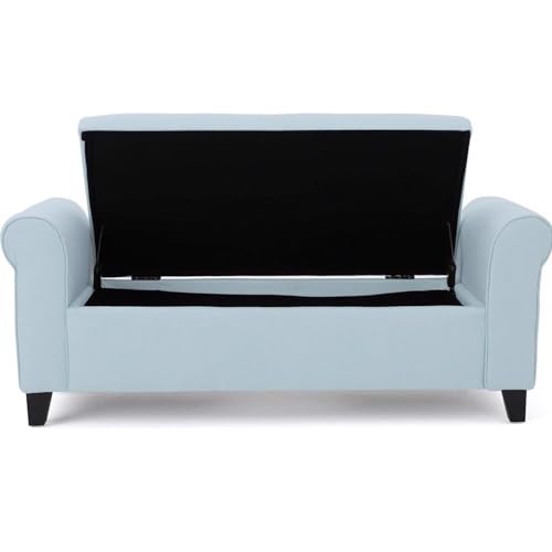 FWStyle Light Blue Fabric ottoman Storage Bench Window Seat - W127 x ...
