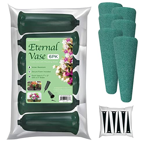 Essentially Yours Memorial Floral Vases with Foam Included - (Green, 6 ...
