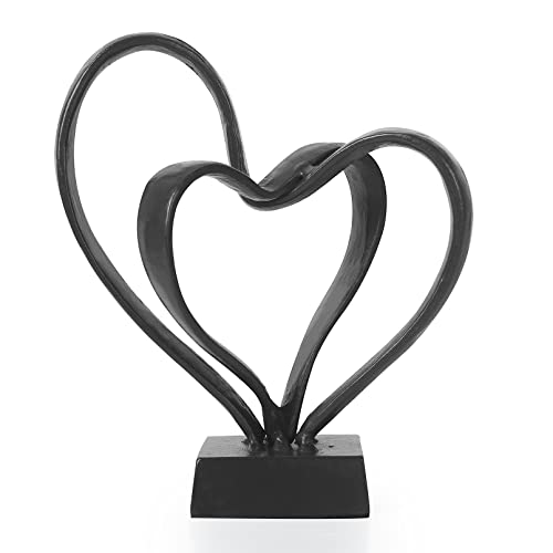 Dreamseden Modern Heart Statue Romantic Two Hearts Sculpture Cast Iron ...