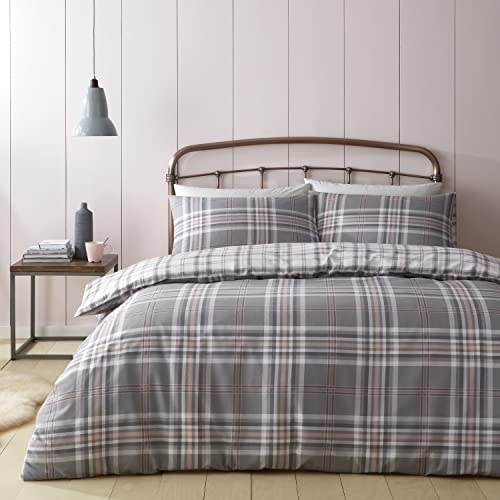 Catherine Lansfield KELSO PINK GREY SINGLE SHEET by Amazon | uFurnish.com