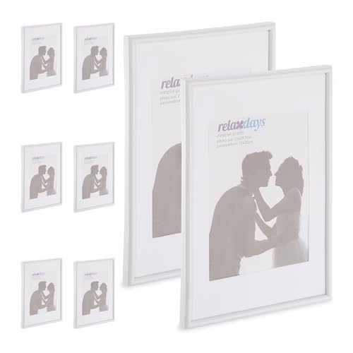 Relaxdays Picture Frame Set of 8, DIN A4, Portrait and Landscape Format ...