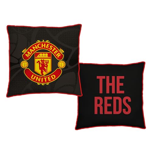 Manchester United FC Official Red Cushion, Super Soft Reversible 2 ...