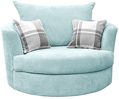 Sofas and More Large Swivel Round Cuddle Chair Fabric (Blue) by Amazon ...