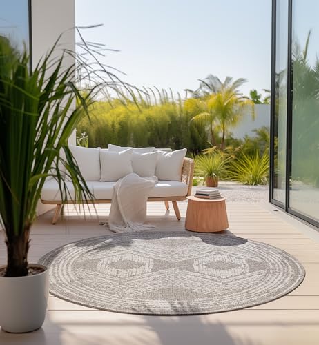 ELLE Decoration Indoor and Outdoor Rug Round - Reversible Rug ...