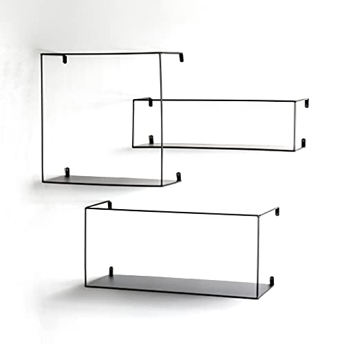 HAKU Mobel Set of 3 Wall Racks Black, Metal - Size: W 40/50/55 cm X H ...