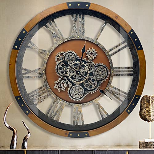 "DORBOKER 24"" Original Moving Gears Wall Clock, Large Industrial Wall ...