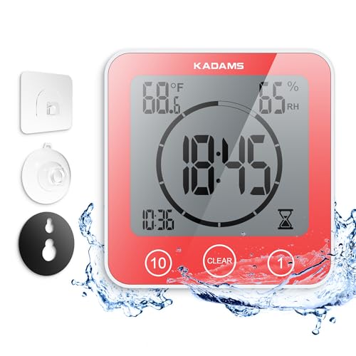 KADAMS Digital Bathroom Shower Kitchen Clock Timer with Alarm ...