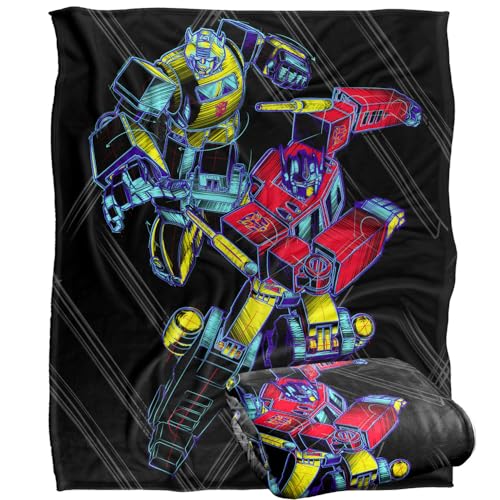 Transformers Blanket, 152 x 127 cm Sketchy Optimus and Bumblebee Silky ...