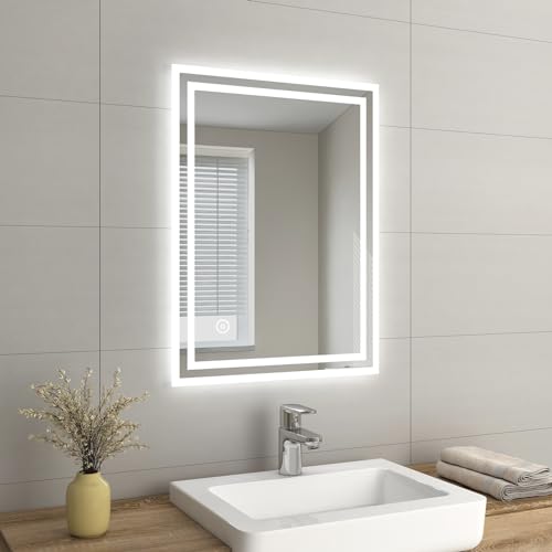 EMKE Bathroom Mirror with Fuse, Backlit Wall Mounted Vanity Mirror with ...