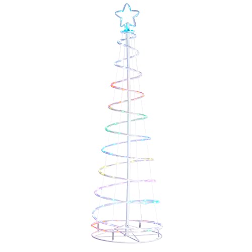 Pre-Lit Spiral Rope Light Christmas Tree, Multi-Colour, 5 ft by Amazon ...