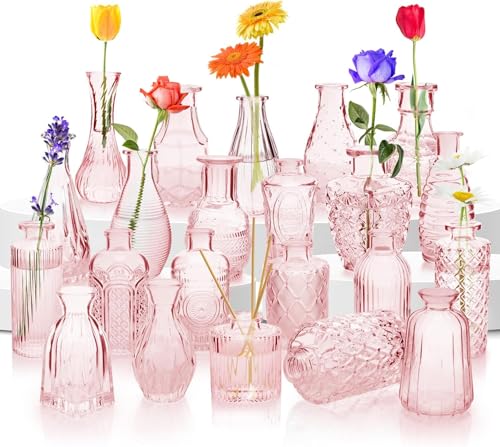 22 Pack Flower Vase - BEAHOT Mini Bud Vases in Bulk, Small Vases for ...