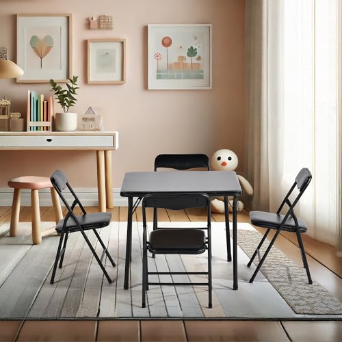 HOMYLIN Kids's Folding Square Table and Chair Set, 5-Piece Foldable ...