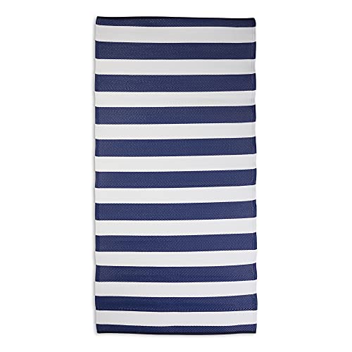 DII 5506 Reversible Indoor Stripe Outdoor Woven Rug, 3x6-Feet, Navy ...
