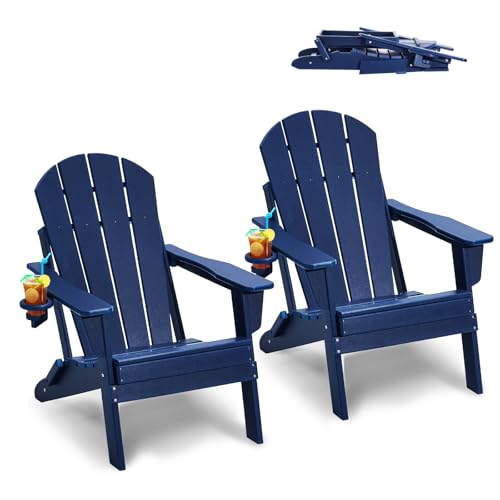 VEVOR Adirondack Chair Plastic, Set of 2 All-Weather Portable Folding ...