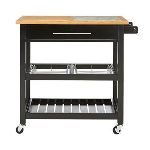 Premier Housewares Kitchen Trolleys With Worktop And Storage Wooden ...