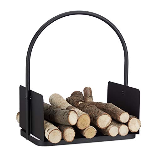 Relaxdays Firewood Basket, Large Fireplace Wood Cradle, Metal Log ...