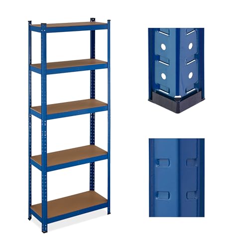 Relaxdays Heavy-Duty Shelving, up to 500 kg, Dividable, Cellar, Garage ...