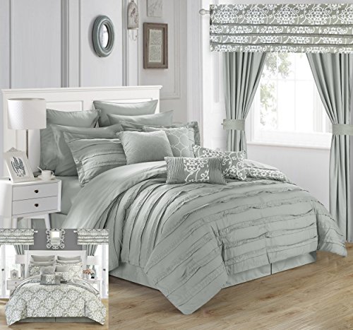 Chic Home Complete Pleated Ruffles and Reversible Printed Bed in a Bag ...