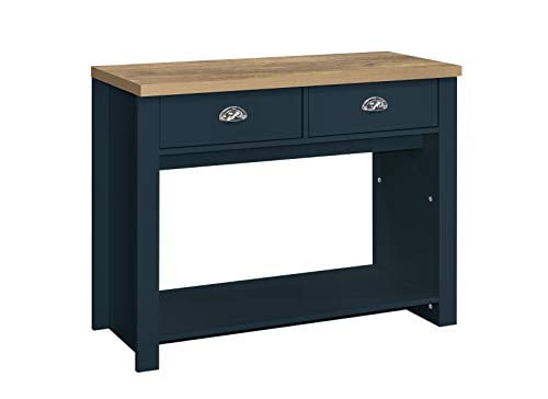 Birlea Highgate 2 Drawer Console Table Navy Blue & Oak Effect by Amazon | ufurnish.com