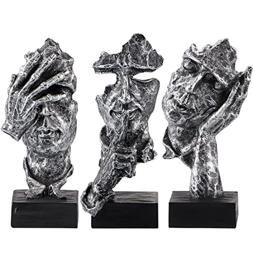 MOLIGOU 3Pcs Thinker Statue, See Hear Speak No Evil Abstract Art ...