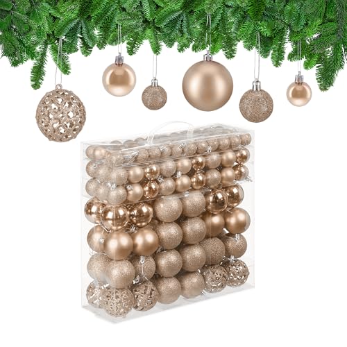 Relaxdays Christmas Baubles Set of 150, Glitter, Matte & Shiny Tree ...