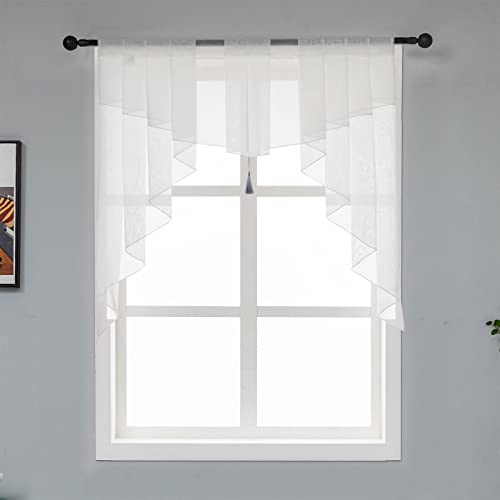 Swag Sheer Voile Curtains for Living Room, Kitchen Matching Tailored ...