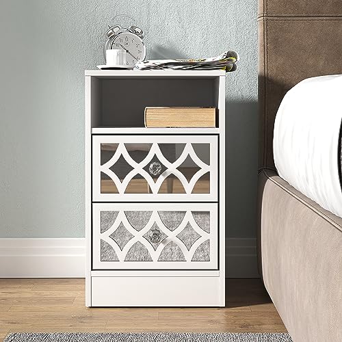GFW Bodmin 2 Drawer Bedside Table, Compact Freestanding Wooden Display ...