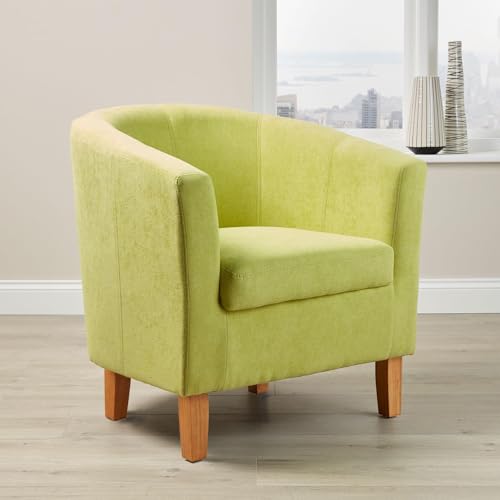 Home Source Tub Accent Chair - Fabric Armchair with Wooden Legs ...