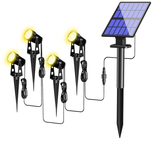 FLOWood Solar Garden Light, 4 in 1 Solar Spotlight with 32.8ft Length ...