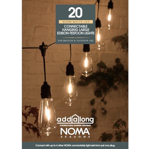 NOMA Connectable Drop Festoon Lights, 20 Large Edison LED Bulbs, 10.6 m, Warm White by Amazon ...