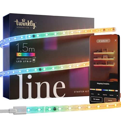 Twinkly Line Starter Kit 1.5m, Multi Color LED Strip, Kit with Smart ...