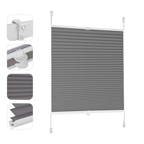 Sekey Pleated Blind, No Drilling Blackout, Window Pleated Blind Klemmfix Blind, 70 cm Wide ...