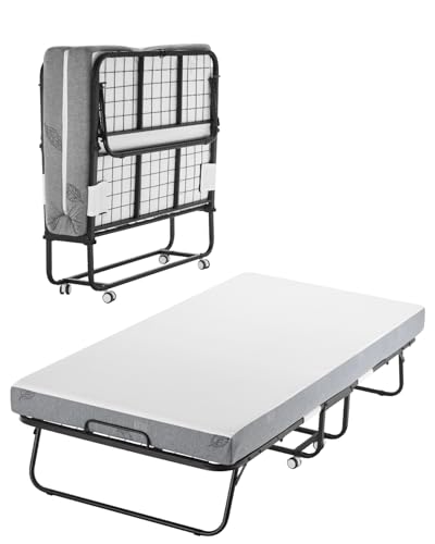 VEVOR Folding Bed with Mattress, Twin Size with 5 in Memory Foam ...