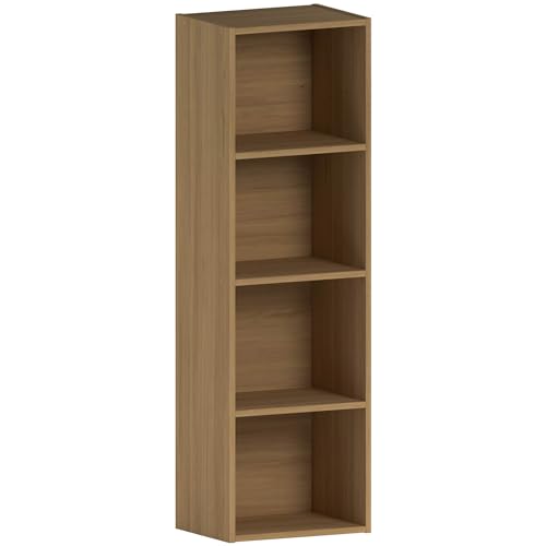 Vida Designs Oxford 4 Tier Cube Bookcase, Oak Wooden Shelving Display ...