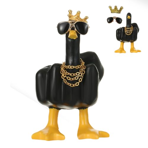 Lifelisa Middle Finger Gifts, Cute Black Middle Finger Duck Statue for ...