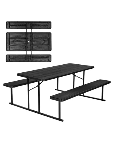 VEVOR Foldable Picnic Table, 6 FT Folding Picnic Tables with Benches ...