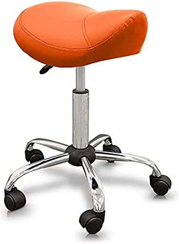 QUIRUMED Ergonomic Pony Stool with Steel Base, Orange, Upholstered in ...