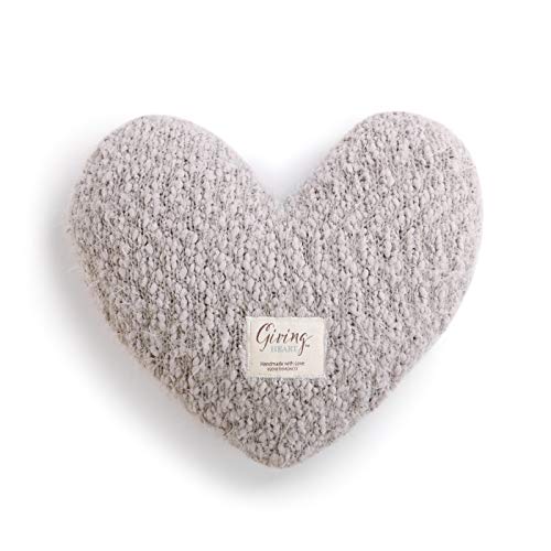DEMDACO Taupe Grey Heart Shaped 10 x 11 inch Plush Polyester Decorative ...
