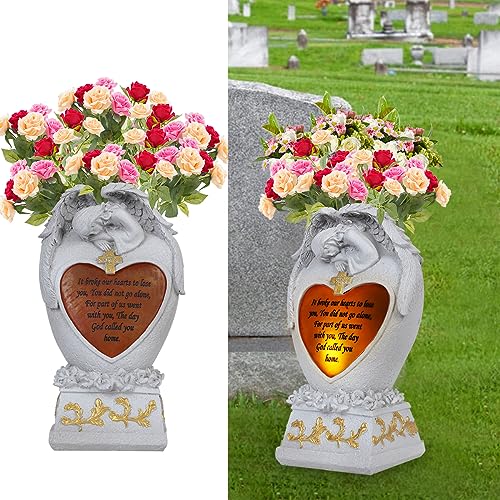 Angel Garden Statues Outdoor Decor,Cemetery vases for Grave,Decoration ...