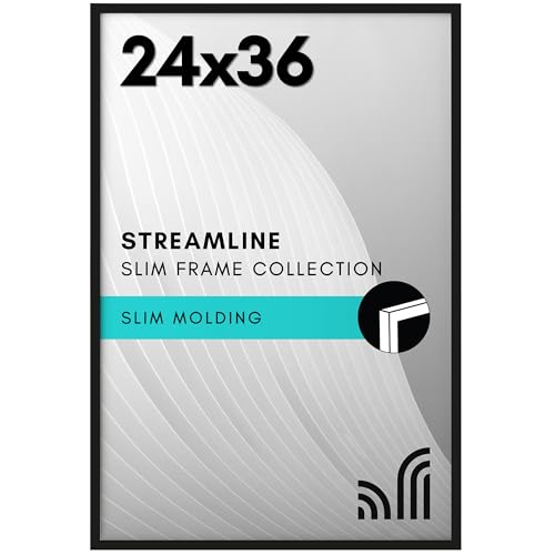 Americanflat Thin Picture Frame 24x36 Black with Polished Plexiglass ...