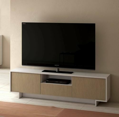 Dmora Andromeda TV Stand, TV Stand for Living Room, Low Sideboard for Living Room with 2 Doors ...