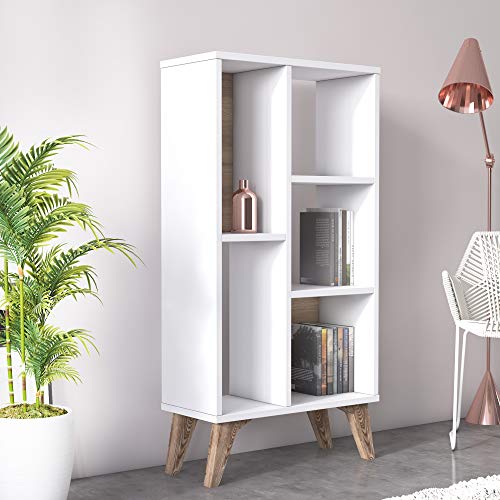 Dmora - Essential bookcase with five open compartments of different ...