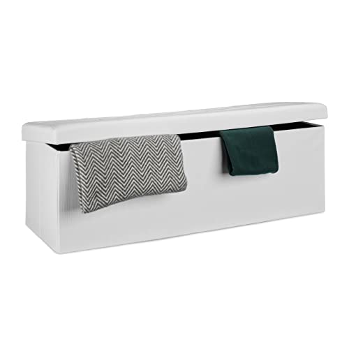 Relaxdays Folding Storage Bench XL, 38 x 114 x 38 cm, Foldable Ottoman ...