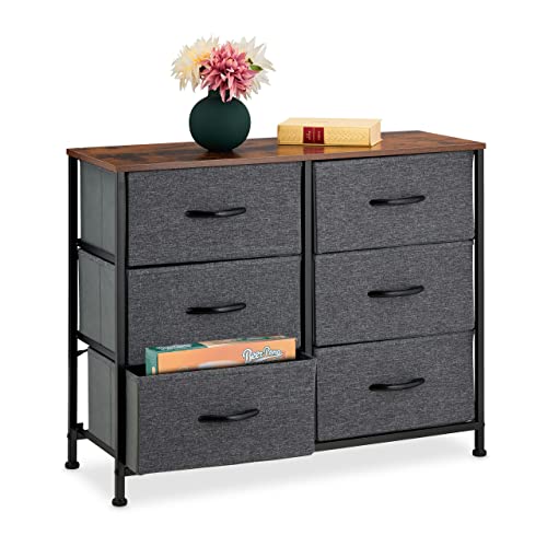 Relaxdays Chest of Drawers, HWD: 63x80x30 cm, Metal, 6 Fabric ...
