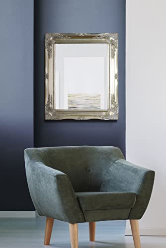 "SILVER Swept Frame Wall Overmantle MIRROR Shabby Chic Style, Lots of sizes 3 Inch Moulding (26 ...