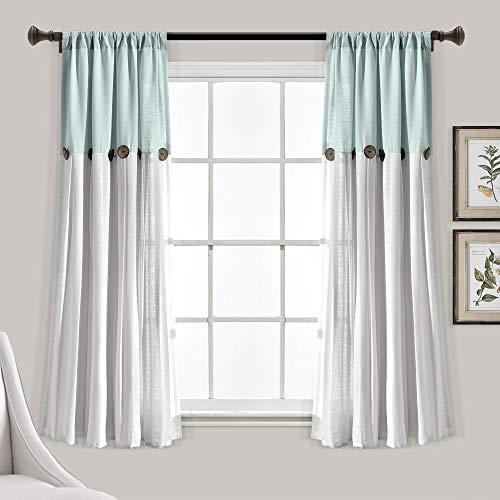 "Lush Decor Linen Button Window Curtain Panel - Single Panel - Modern ...