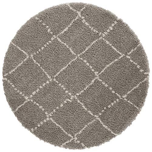 Hash Rug Round High Pile Living Room Rug Soft Fluffy Long Pile Shaggy ...