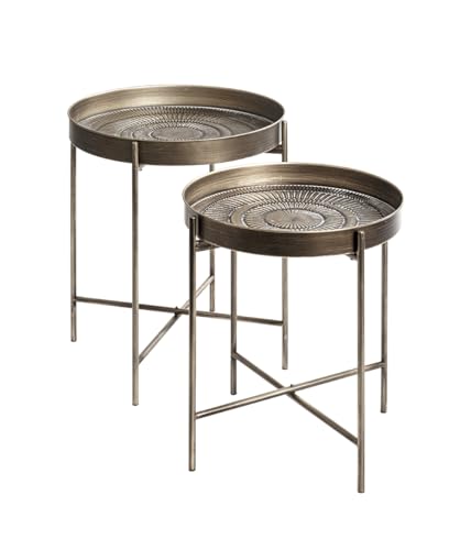 HAKU Möbel side table set of 2, copper, metal, dimensions: H 49/56 x Ø ...