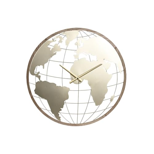 Home ESPRIT Wall Clock Black Wood Metal World Map Vintage 60 x 4.5 x 60 cm by Amazon | ufurnish.com