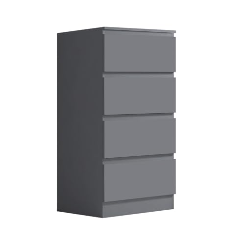 FWStyle Matt Dark Grey Modern Bedroom Furniture Chest of Drawers, Slim ...